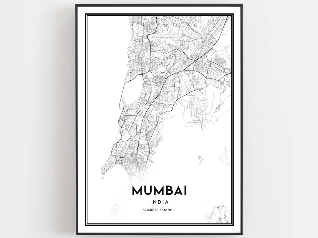 Mumbai Map Print, Mumbai Map Poster Wall Art, Mumbai City Map, Mumbai ...