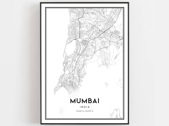 Mumbai Map Print Mumbai Map Poster Wall Art Mumbai City Map - Etsy