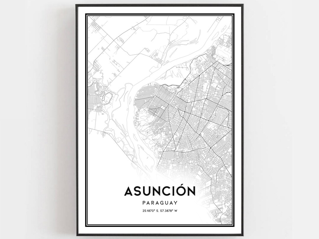 Asunción Map Print, Asunción Map Poster Wall Art, Asunción City Map ...