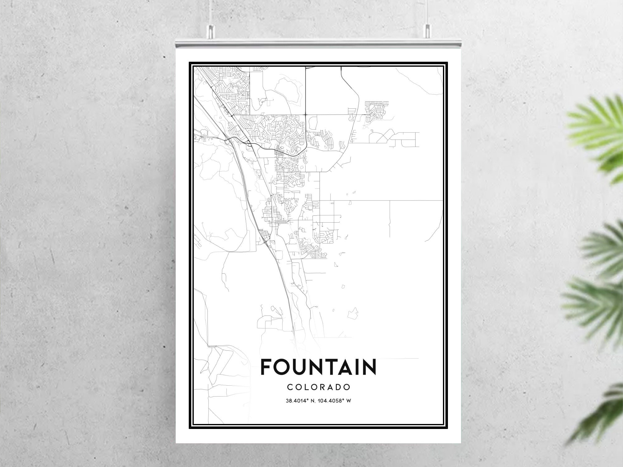 Fountain Map Print Fountain Map Poster Wall Art Co City Map | Etsy