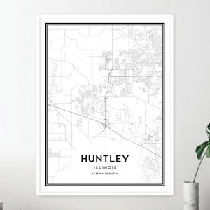 Huntley Map Print, Huntley Map Poster Wall Art, Il City Map, Illinois ...