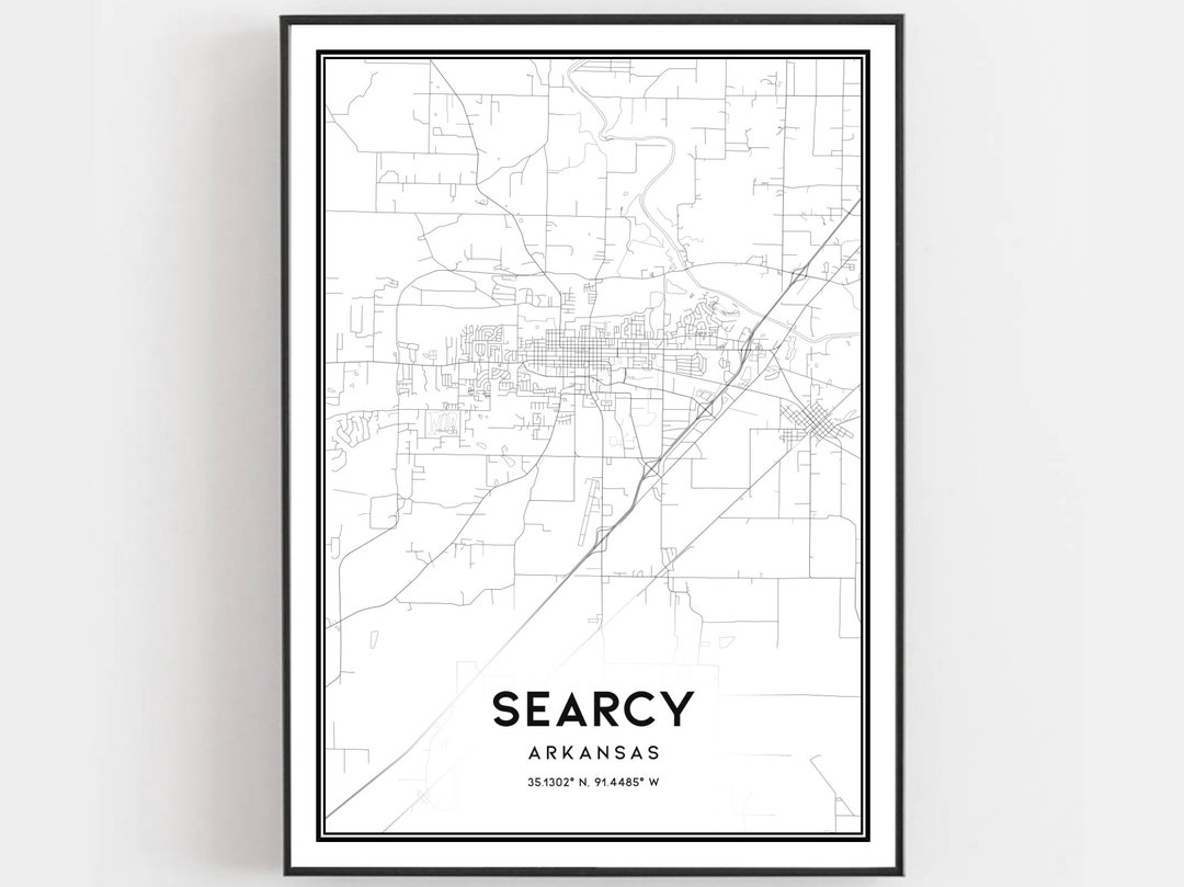 Searcy Map Print, Searcy Map Poster Wall Art, Ar City Map, Arkansas ...