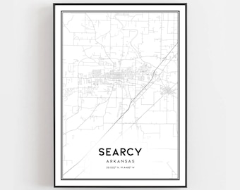 Searcy Map Print, Searcy Map Poster Wall Art, Ar City Map, Arkansas ...