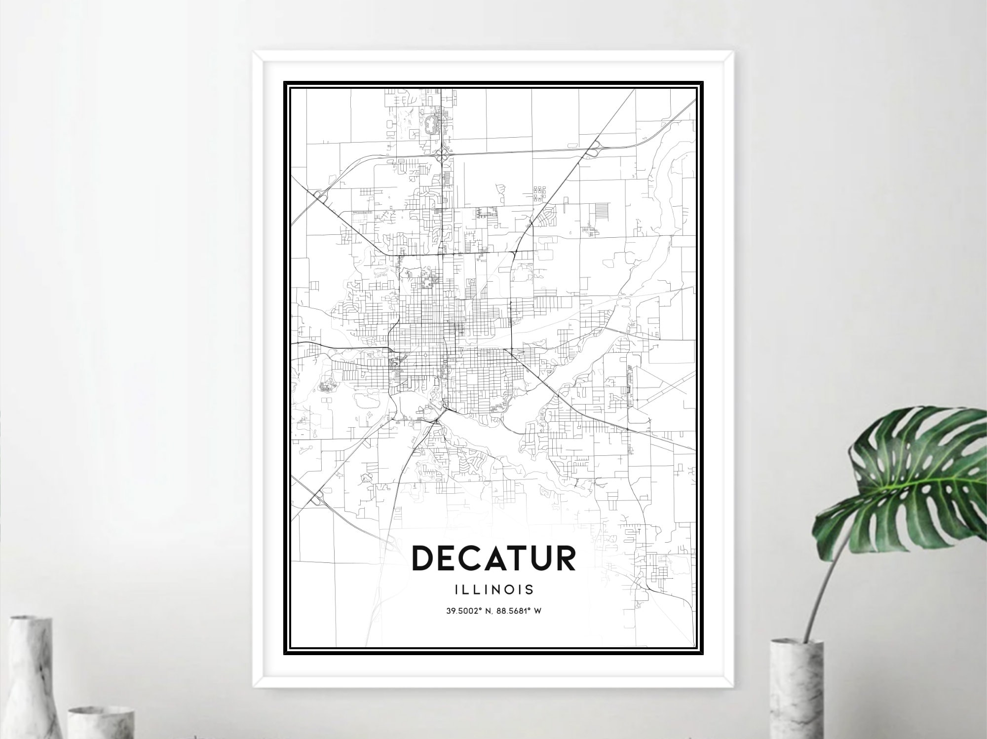 Decatur Map Print Decatur Map Poster Wall Art Il City Map - Etsy