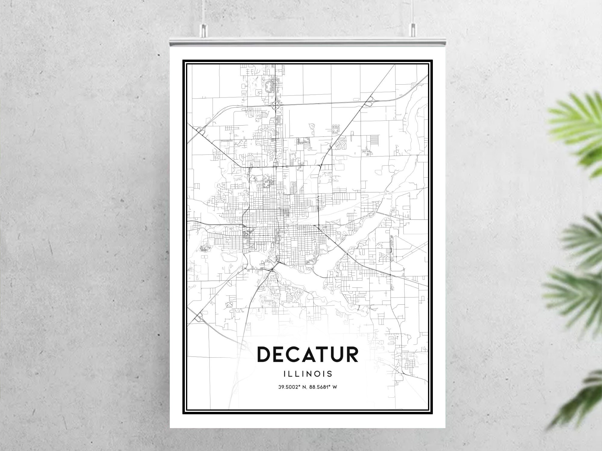 Decatur Map Print Decatur Map Poster Wall Art Il City Map | Etsy