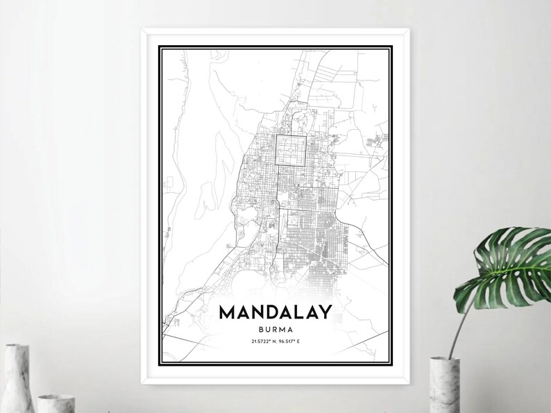 Mandalay Map Print Mandalay Map Poster Wall Art Mandalay - Etsy