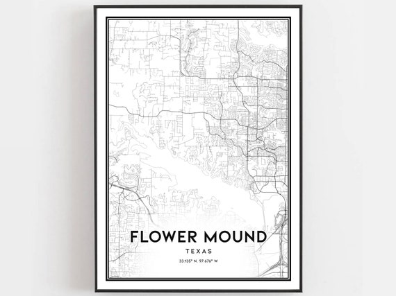 Flower Mound Map Print Flower Mound Map Poster Wall Art Tx | Etsy