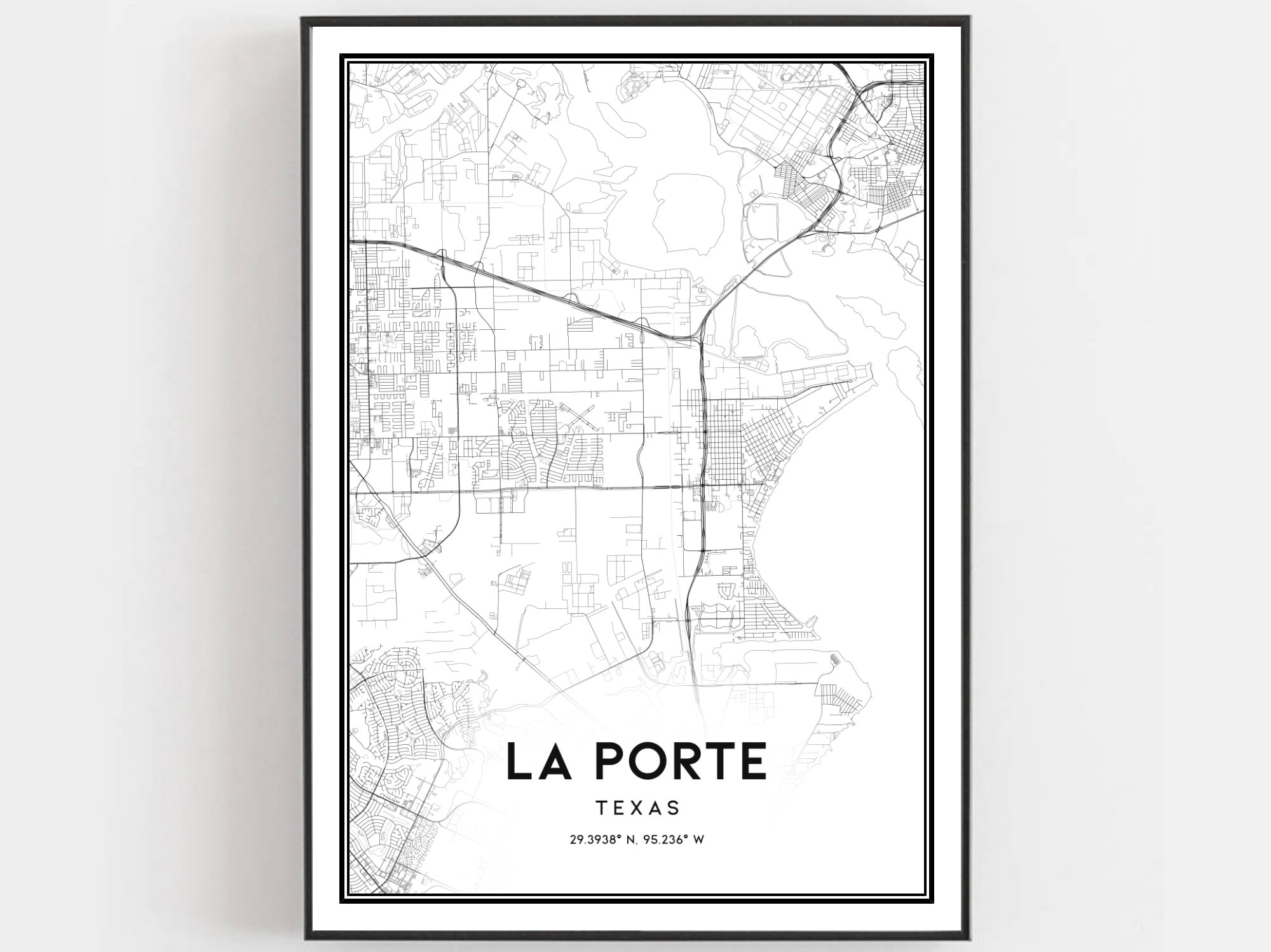 La Porte Map Print, La Porte Map Poster Wall Art, Tx City Map, Texas ...