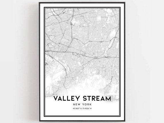 Valley Stream Map Print Valley Stream Map Poster Wall Art Ny | Etsy