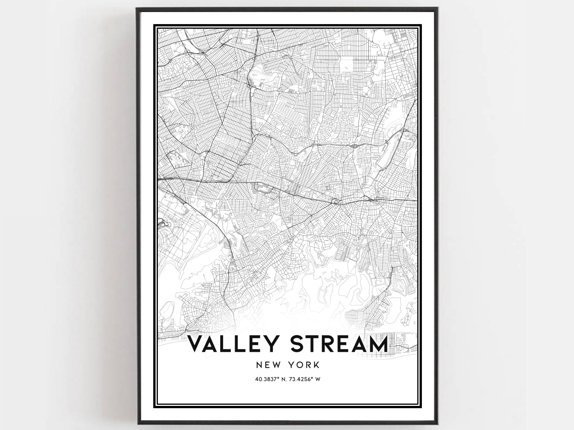 Valley Stream Map Print, Valley Stream Map Poster Wall Art, Ny City Map ...