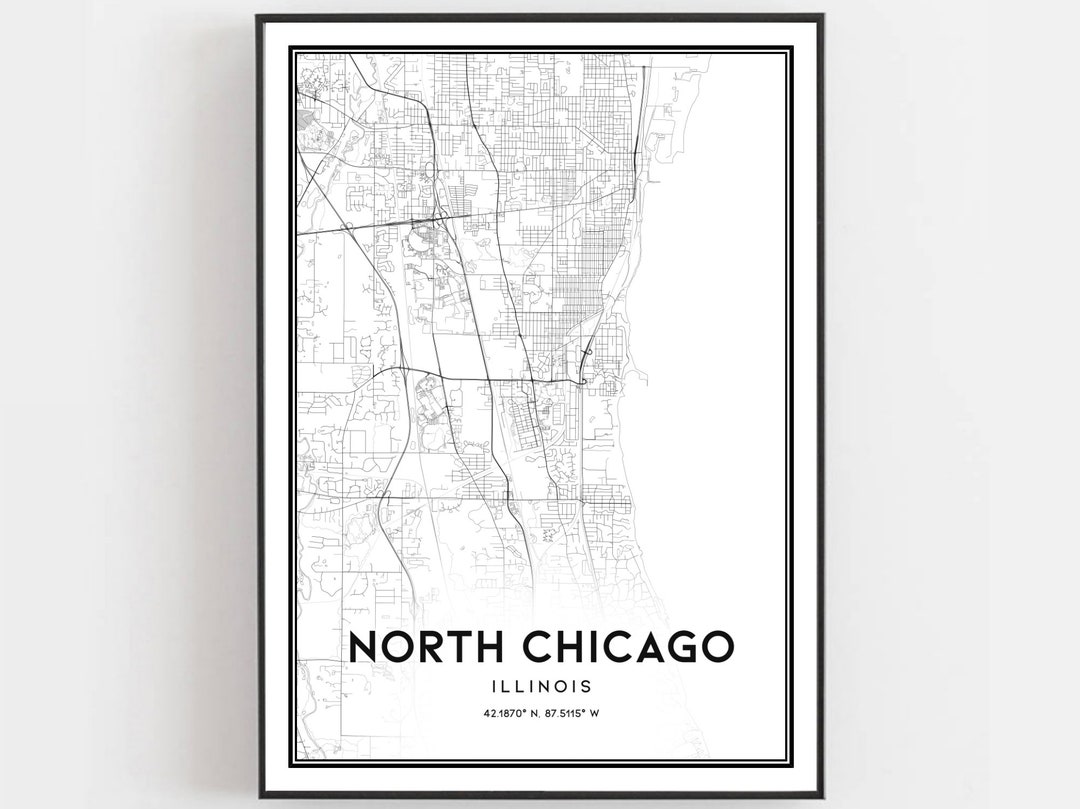 North Chicago Map Print, North Chicago Map Poster Wall Art, Il City Map ...