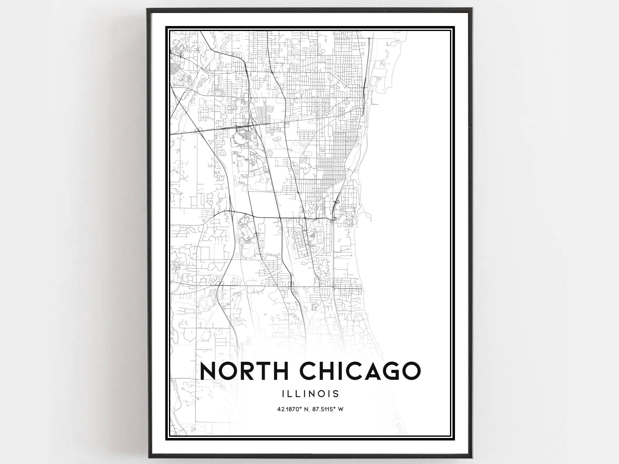 North Chicago Map Print North Chicago Map Poster Wall Art Il - Etsy