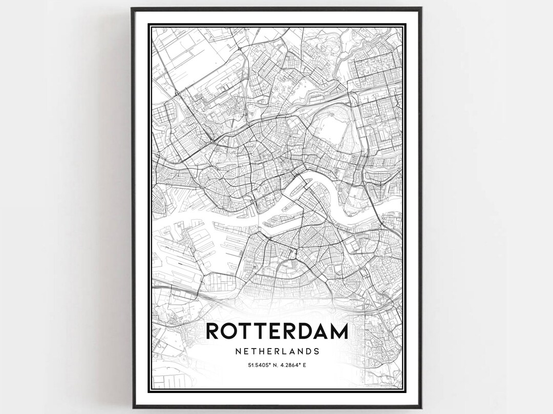 Rotterdam Map Print, Rotterdam Map Poster Wall Art, Rotterdam City Map ...