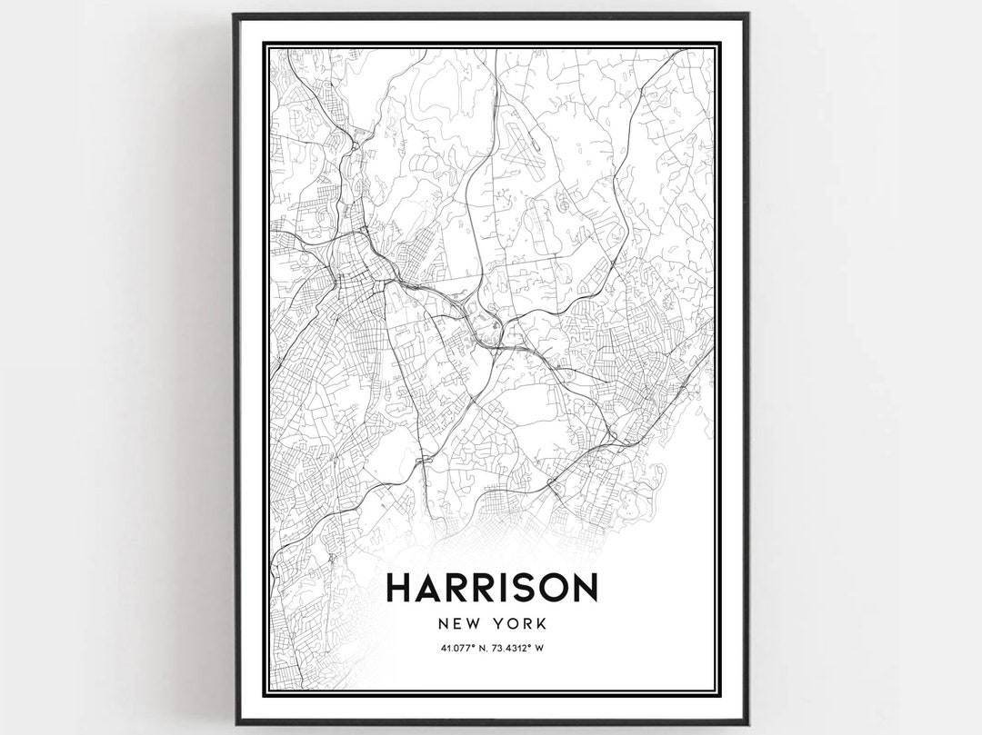 Harrison Map Print, Harrison Map Poster Wall Art, Ny City Map, New York ...