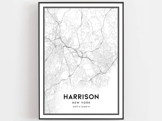 Harrison Map Print Harrison Map Poster Wall Art Ny City | Etsy