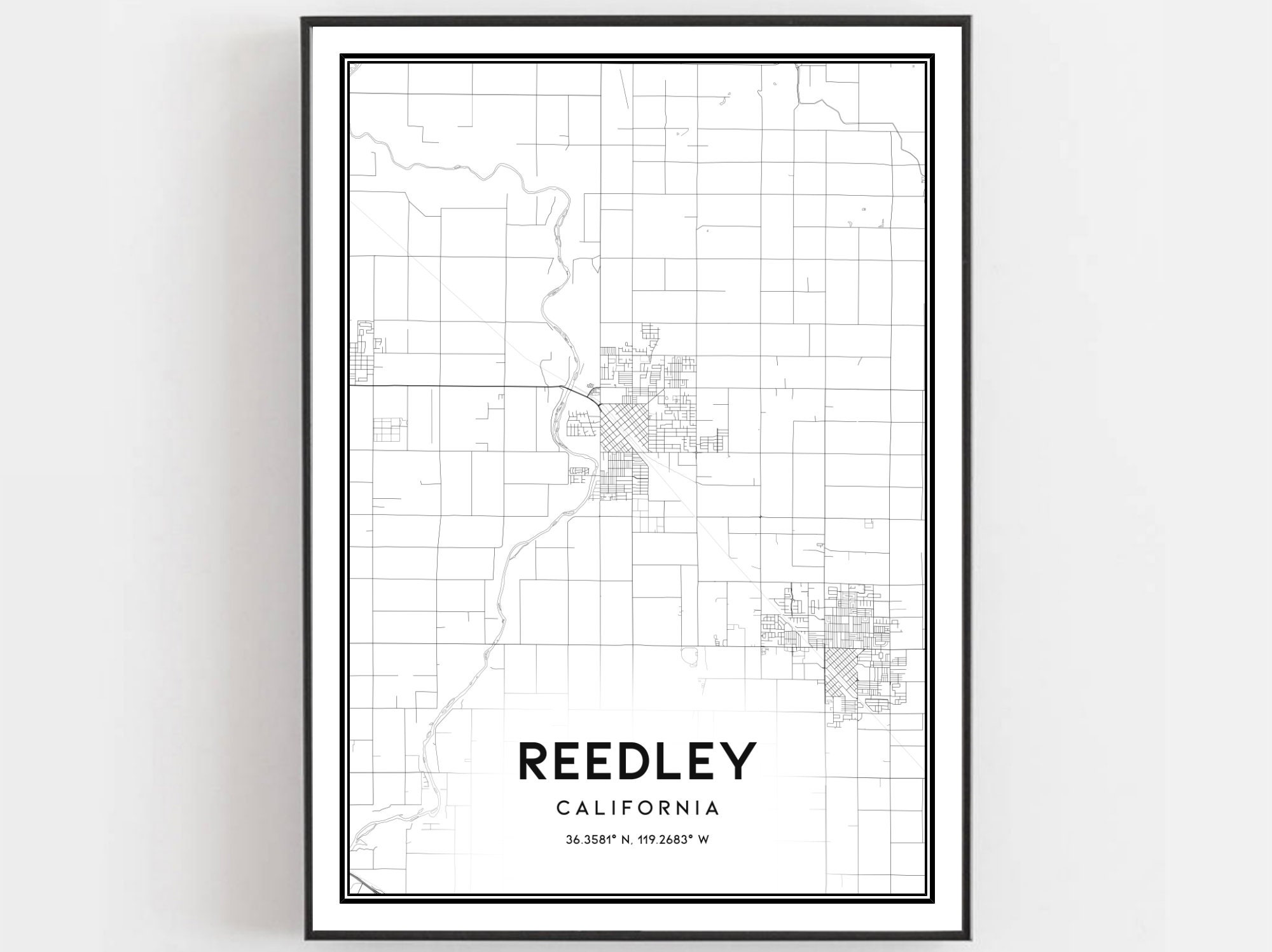Reedley Map Print, Reedley Map Poster Wall Art, Ca City Map, California ...