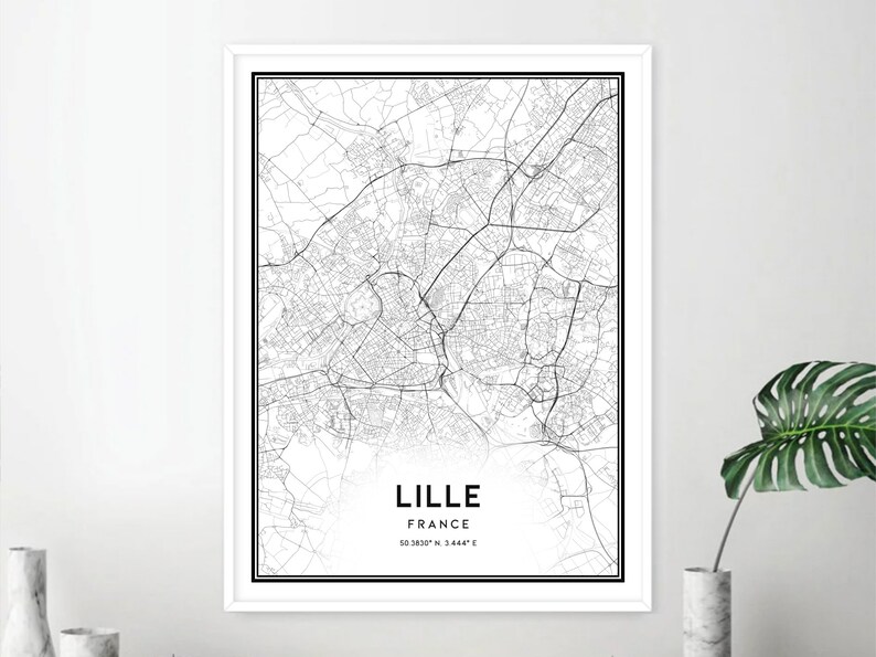 Lille Map Print Lille Map Poster Wall Art Lille City Map - Etsy France