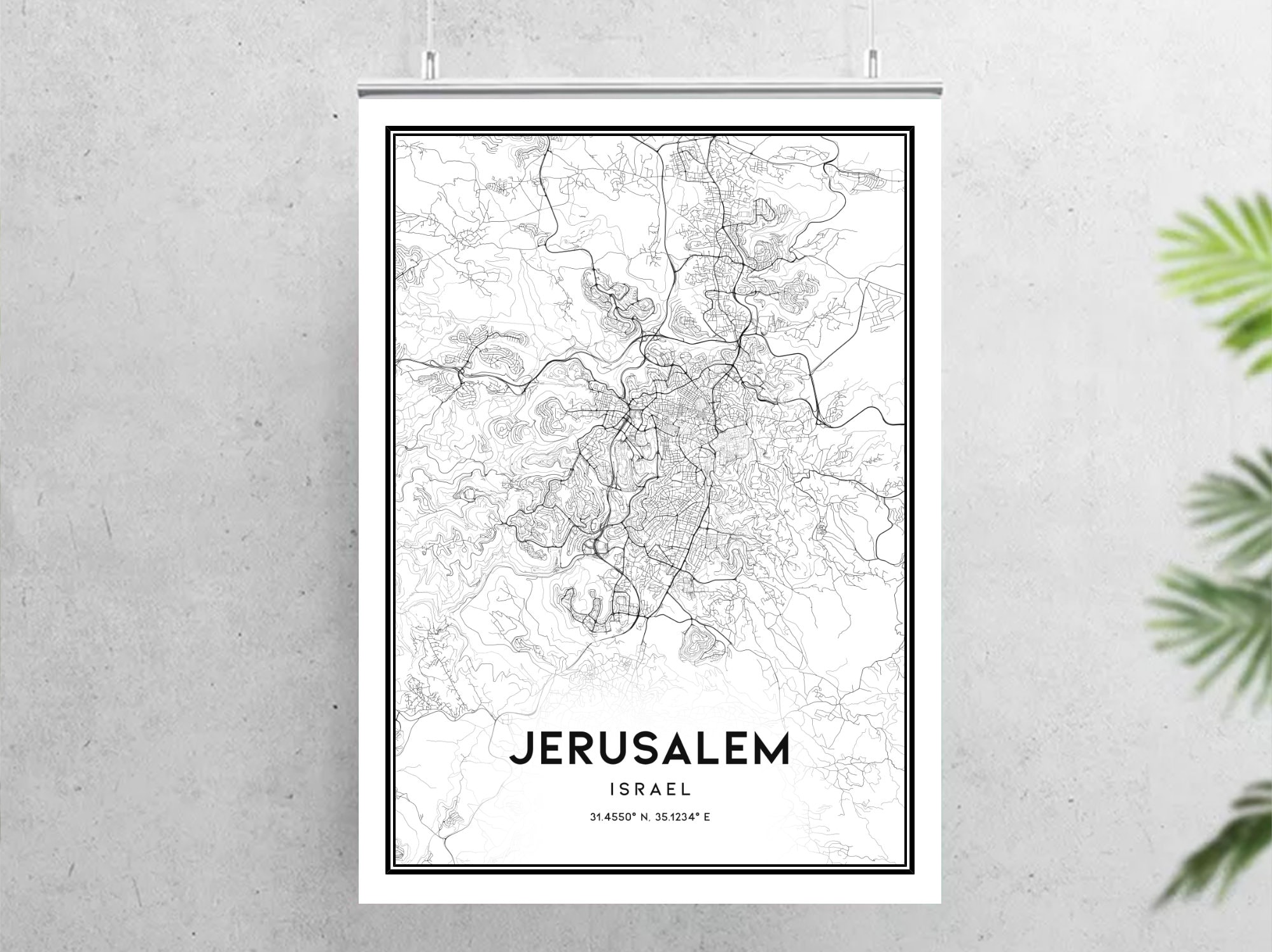 Jerusalem Map Print, Jerusalem Map Poster Wall Art, Jerusalem City Map ...