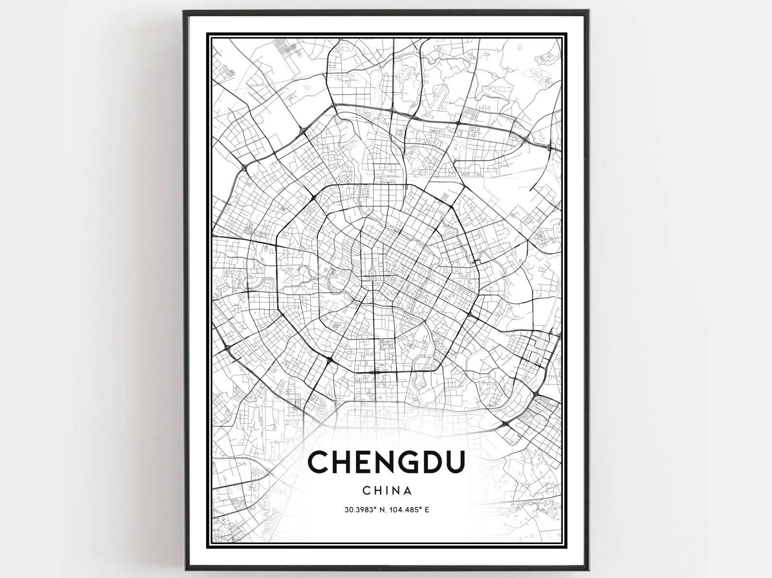 Chengdu Map Print Chengdu Map Poster Wall Art Chengdu City - Etsy