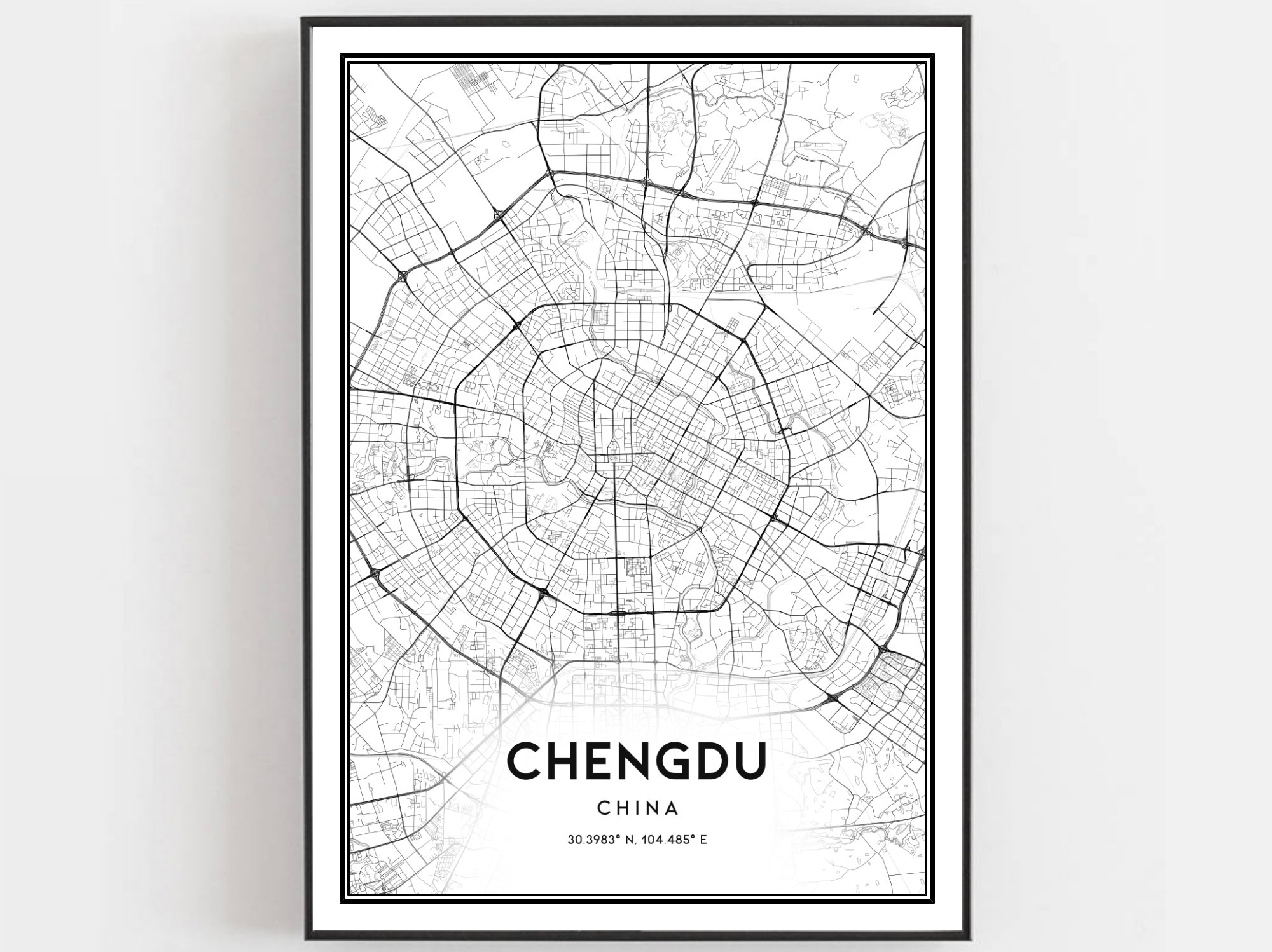 Chengdu Map Print Chengdu Map Poster Wall Art Chengdu City - Etsy