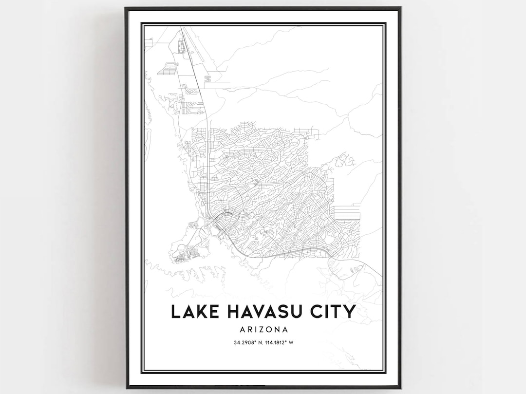 Lake Havasu City Map Print, Lake Havasu City Map Poster Wall Art, Az ...