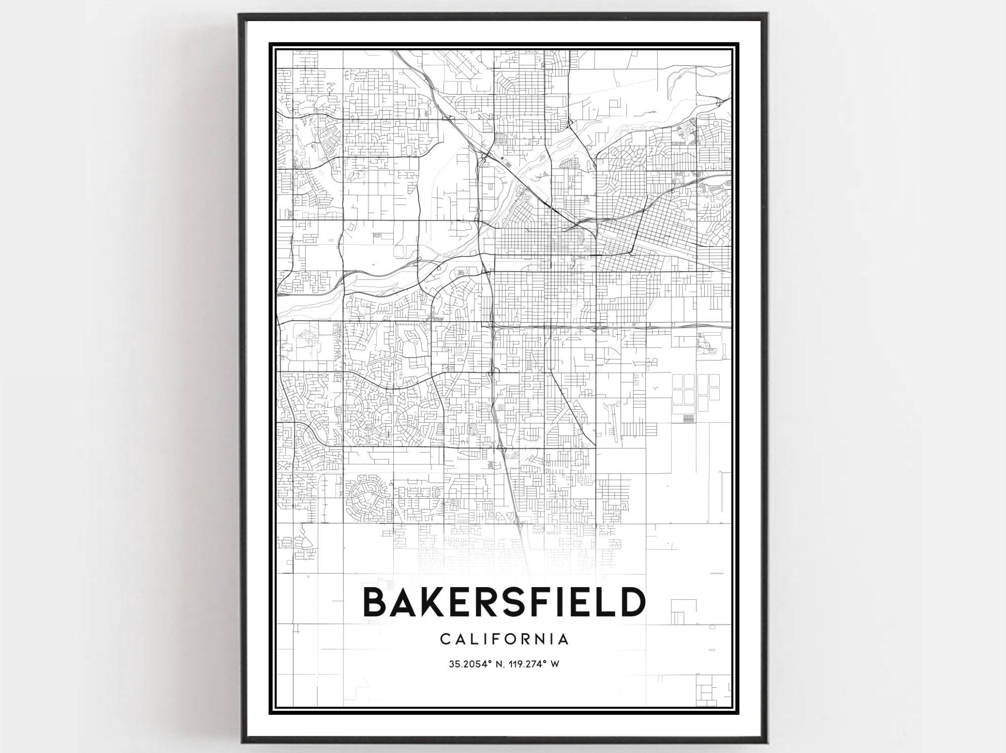 Bakersfield Map Print Bakersfield Map Poster Wall Art Ca | Etsy