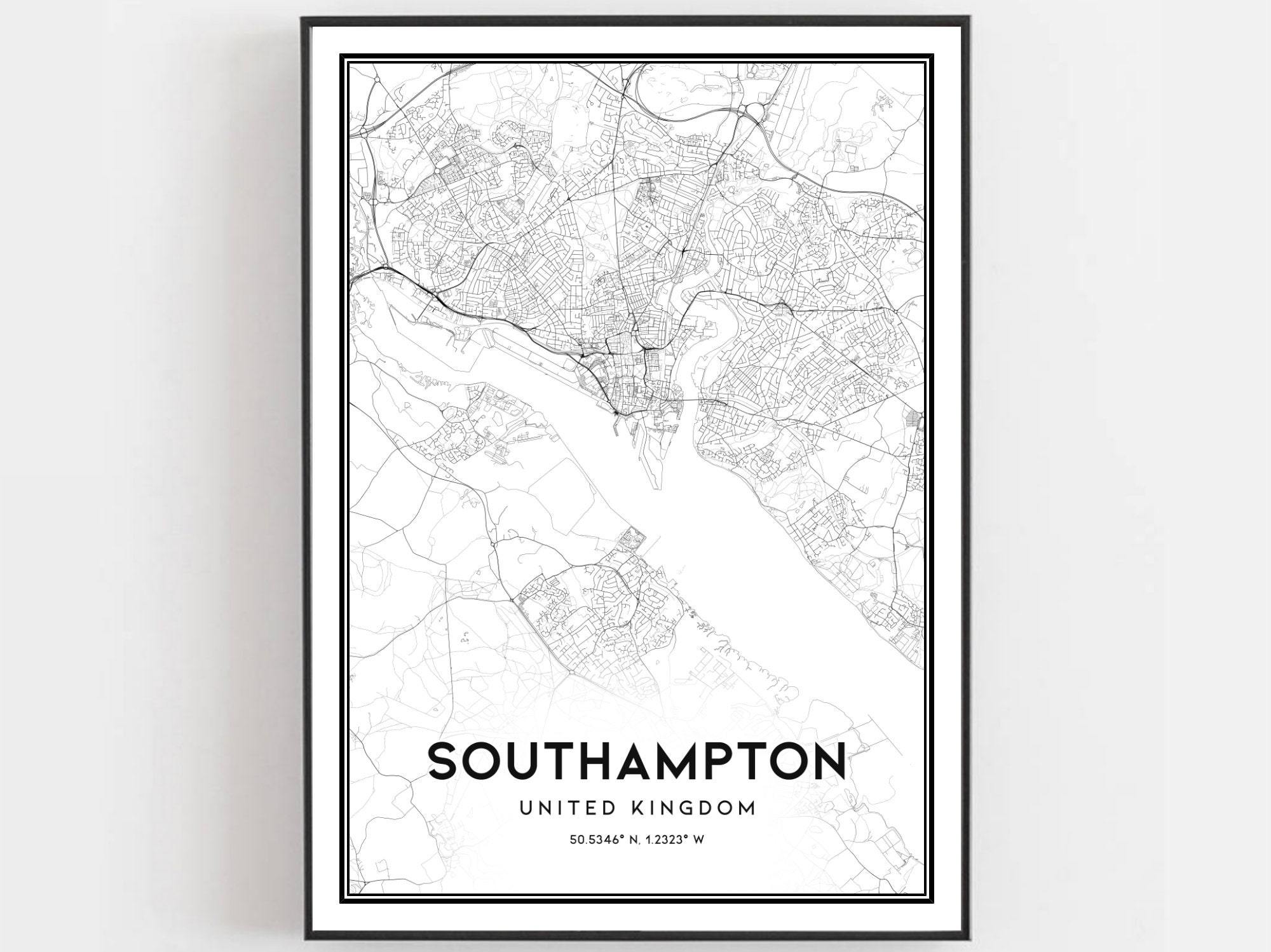 Southampton Map Print, Southampton Map Poster Wall Art, Southampton ...