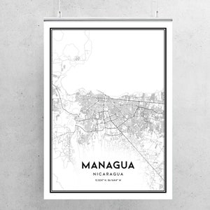 Managua Map Print, Managua Map Poster Wall Art, Managua City Map ...