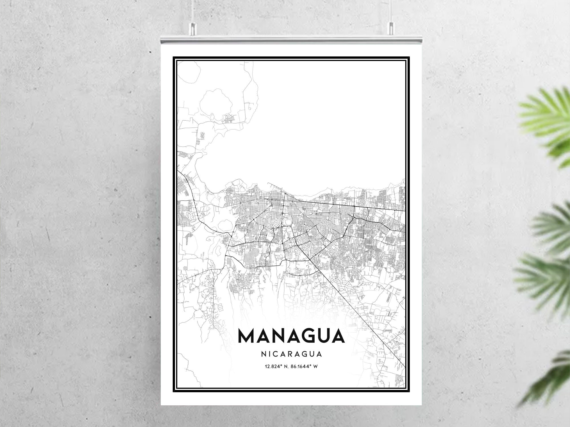 Managua Map Print, Managua Map Poster Wall Art, Managua City Map ...