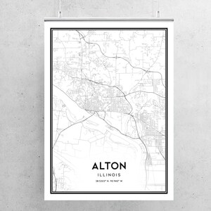 Alton Map Print, Alton Map Poster Wall Art, Il City Map, Illinois Print ...