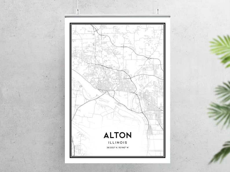 Alton Map Print Alton Map Poster Wall Art Il City Map - Etsy