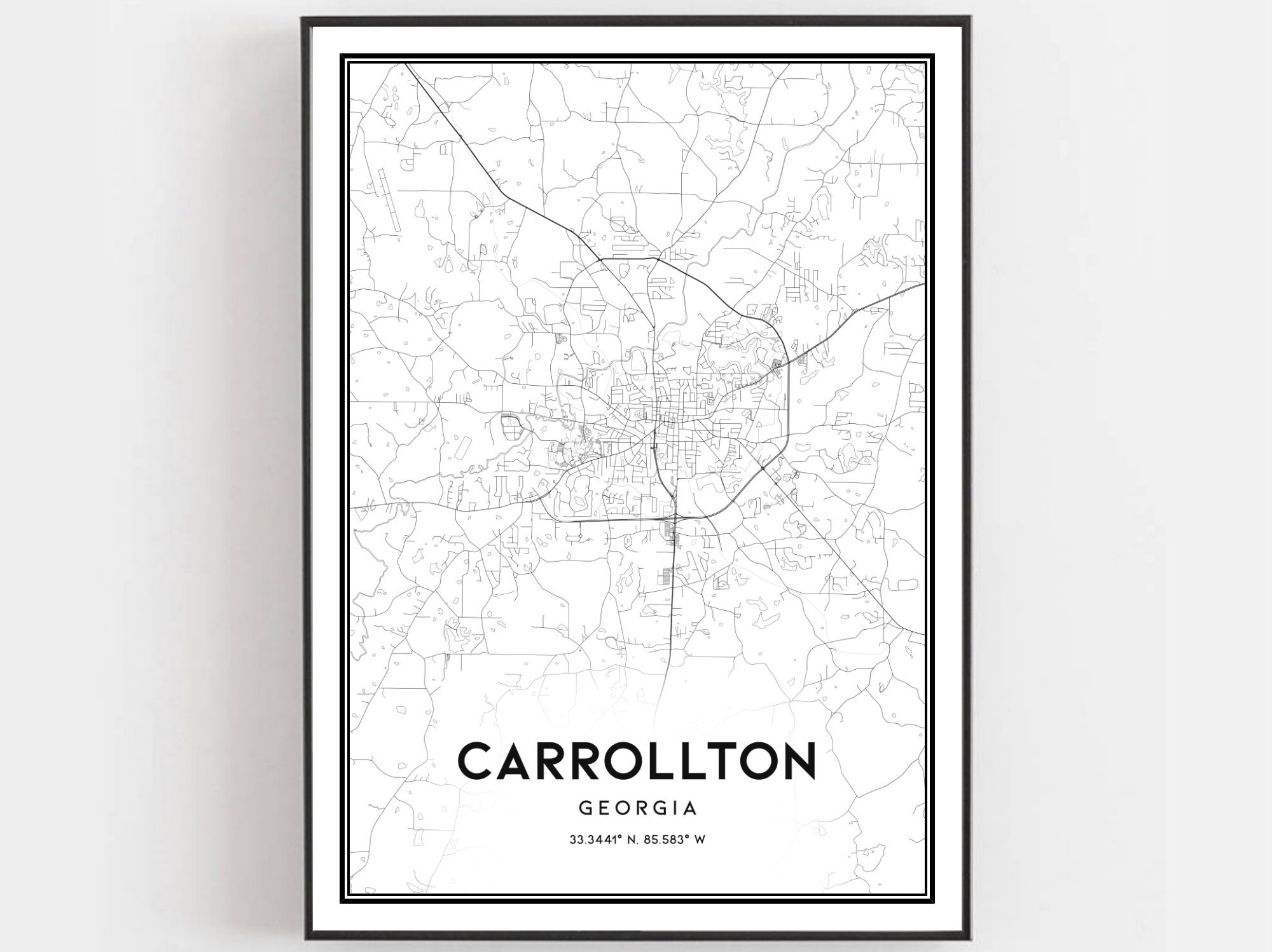 Carrollton Map Print, Carrollton Map Poster Wall Art, Ga City Map ...
