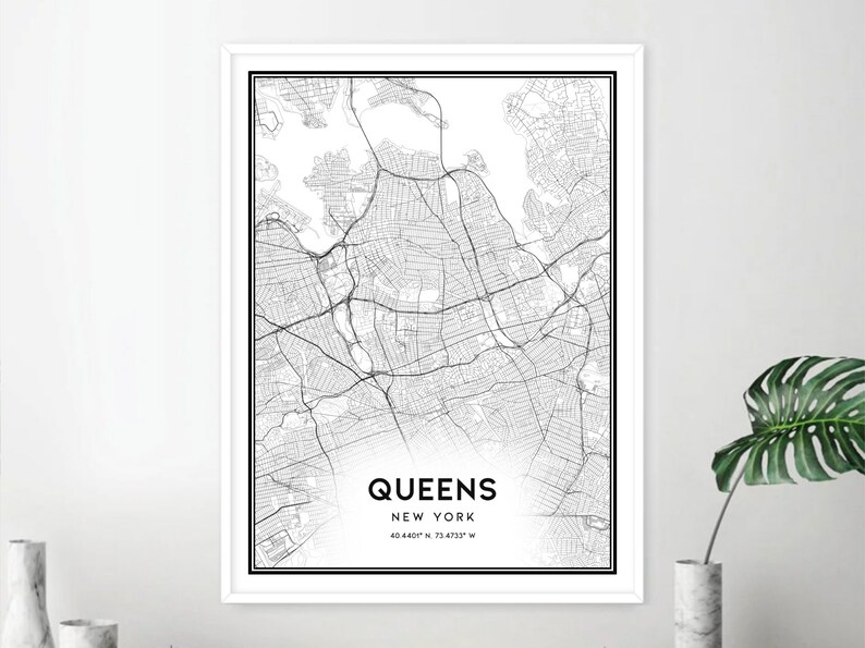 Queens Map Print Queens Map Poster Wall Art Ny City Map New - Etsy México