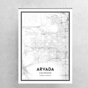 Arvada Map Print, Arvada Map Poster Wall Art, Co City Map, Colorado ...