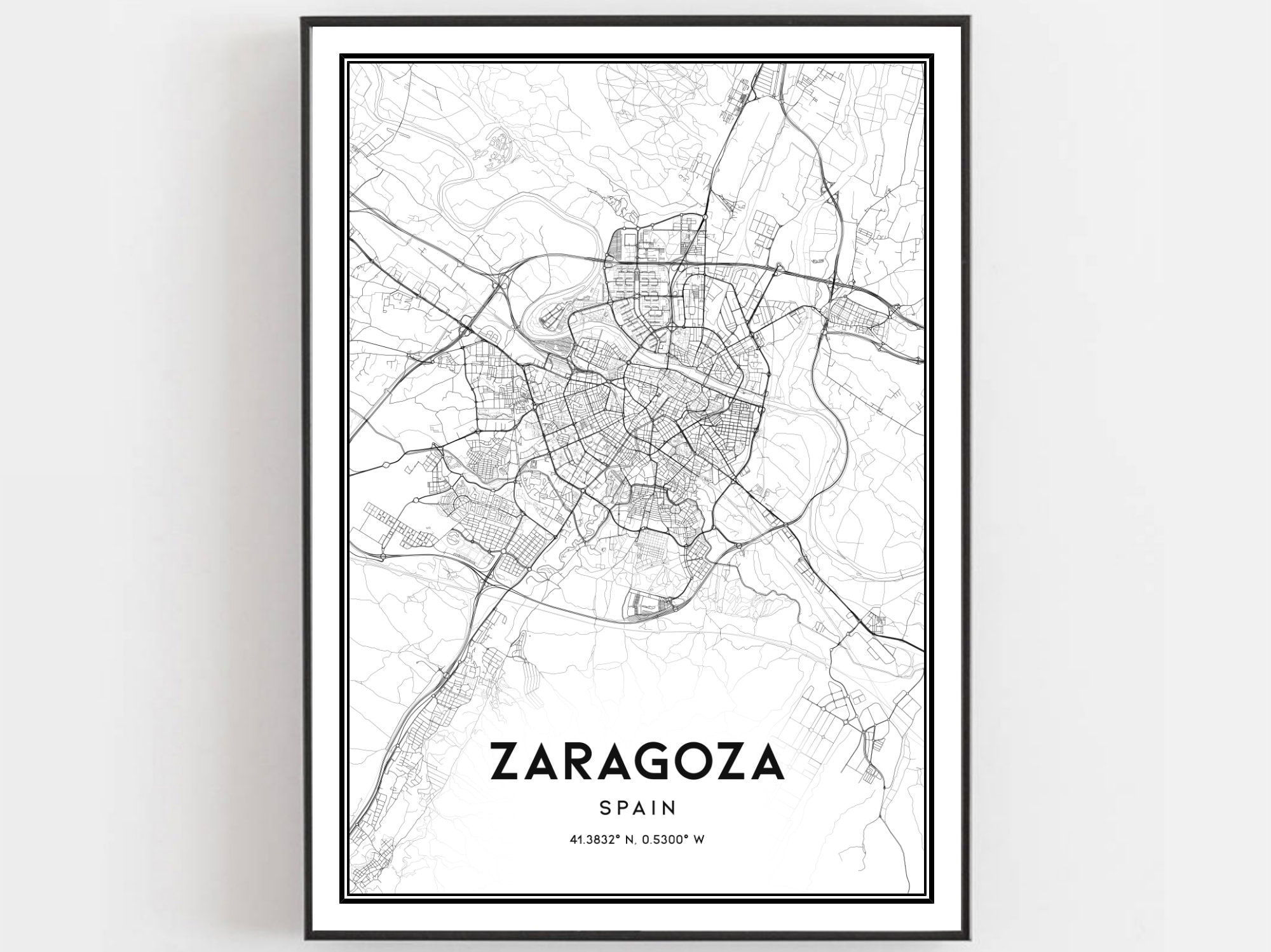 Zaragoza Map Print, Zaragoza Map Poster Wall Art, Zaragoza City Map ...