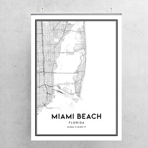 Miami Beach Map Print, Miami Beach Map Poster Wall Art, Fl City Map ...