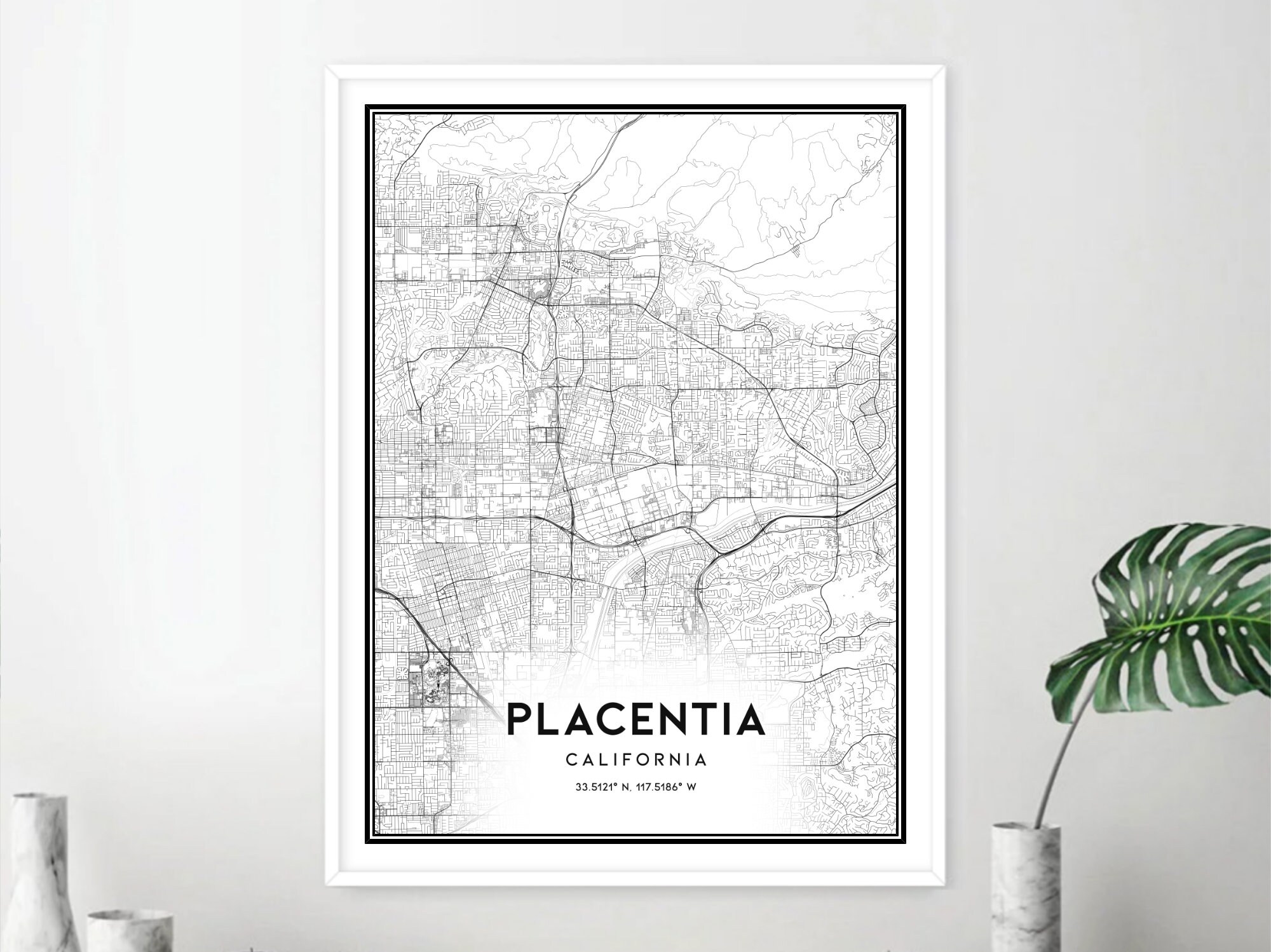 Placentia Map Print Placentia Map Poster Wall Art Ca City | Etsy