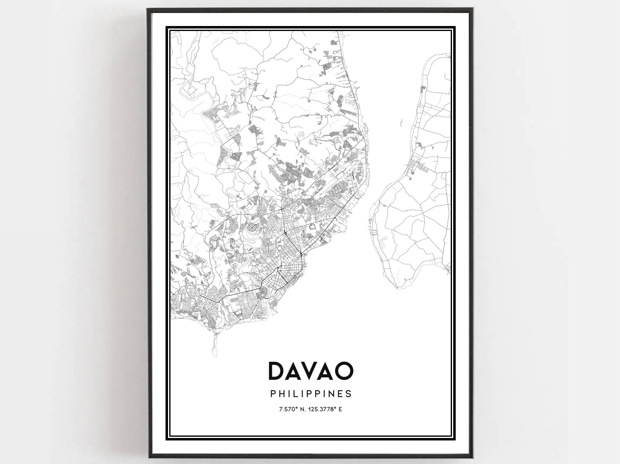 Davao Map Print Davao Map Poster Wall Art Davao City Map | Etsy