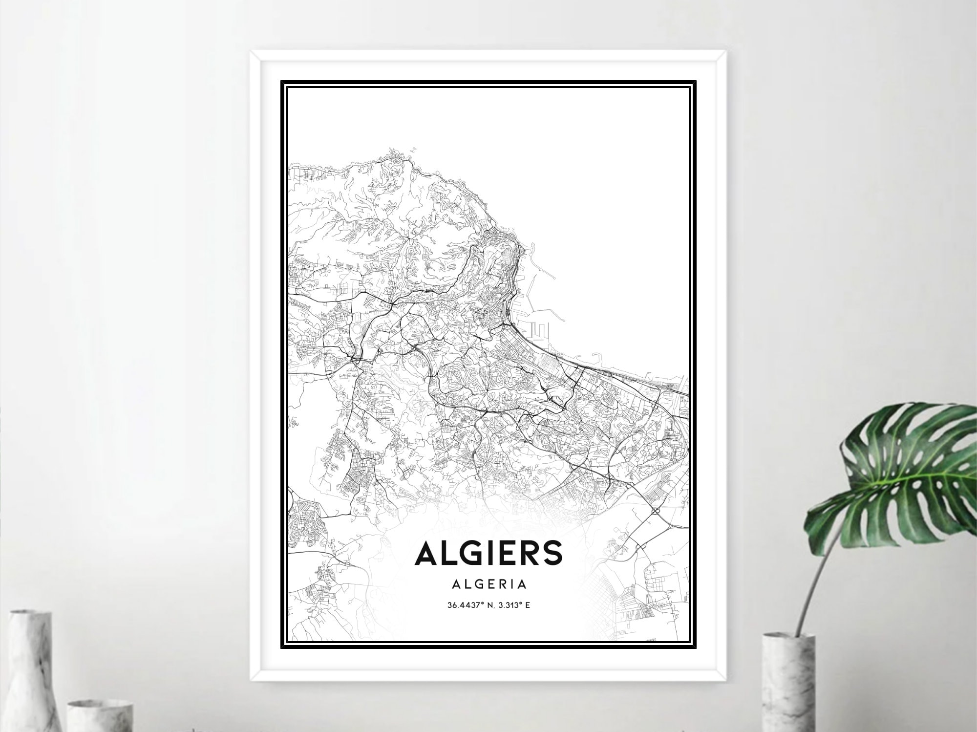 Algiers Map Print Algiers Map Poster Wall Art Algiers City - Etsy