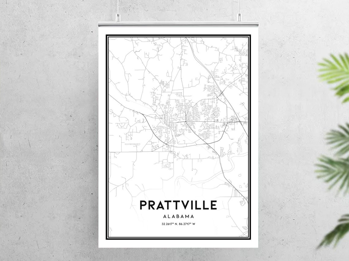 Prattville Map Print, Prattville Map Poster Wall Art, Al City Map ...