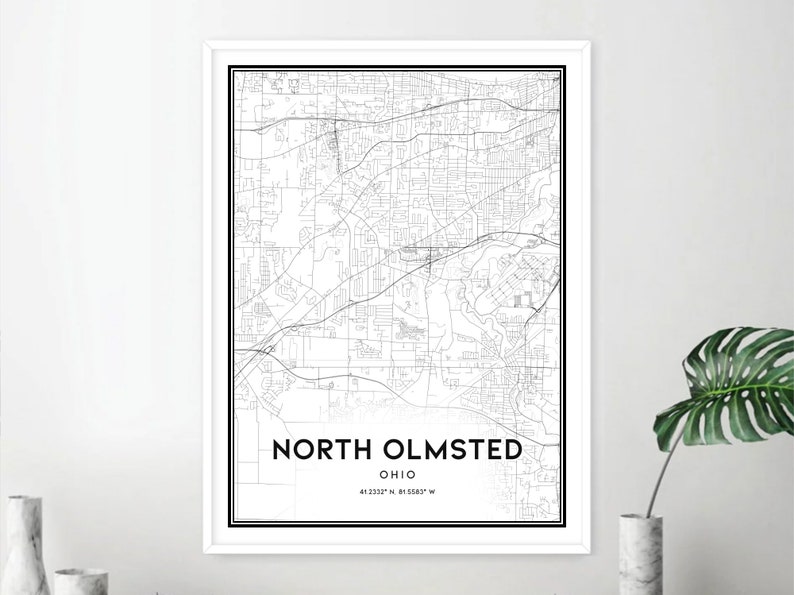 North Olmsted Map Print, North Olmsted Map Poster Wall Art, Oh City Map ...