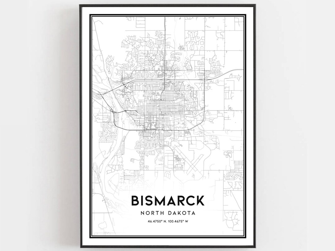 Bismarck Map Print, Bismarck Map Poster Wall Art, Nd City Map, North ...