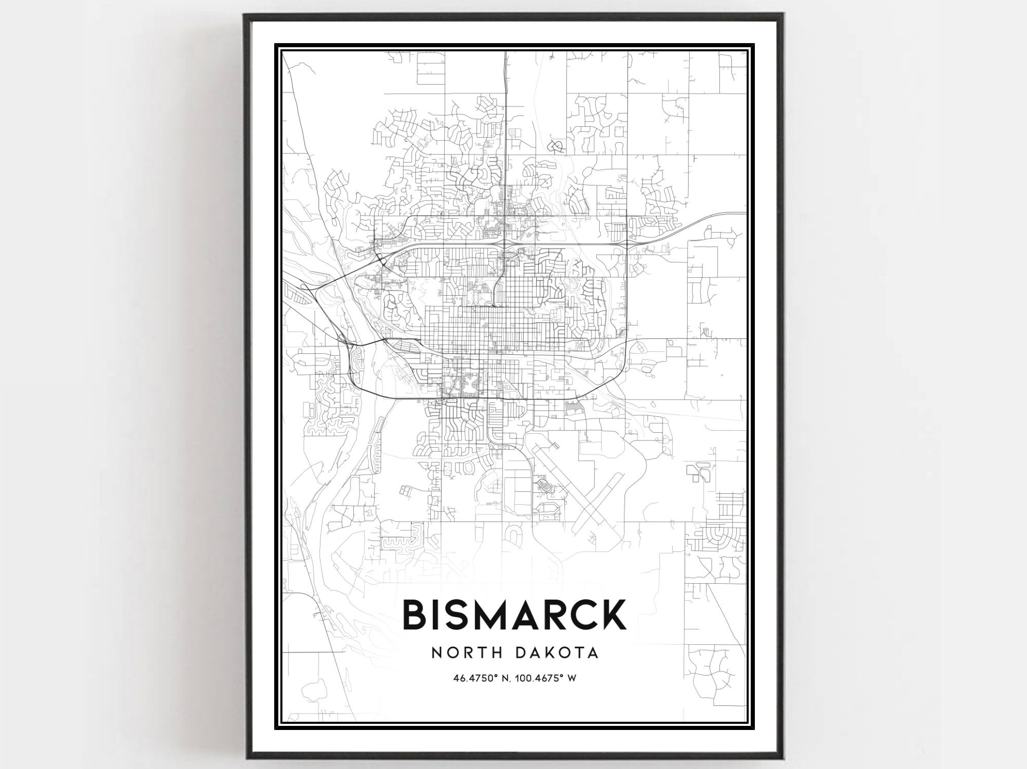 Bismarck Map Print, Bismarck Map Poster Wall Art, Nd City Map, North ...