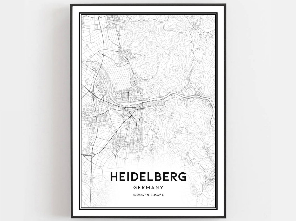 Heidelberg Map Print Heidelberg Map Poster Wall Art - Etsy