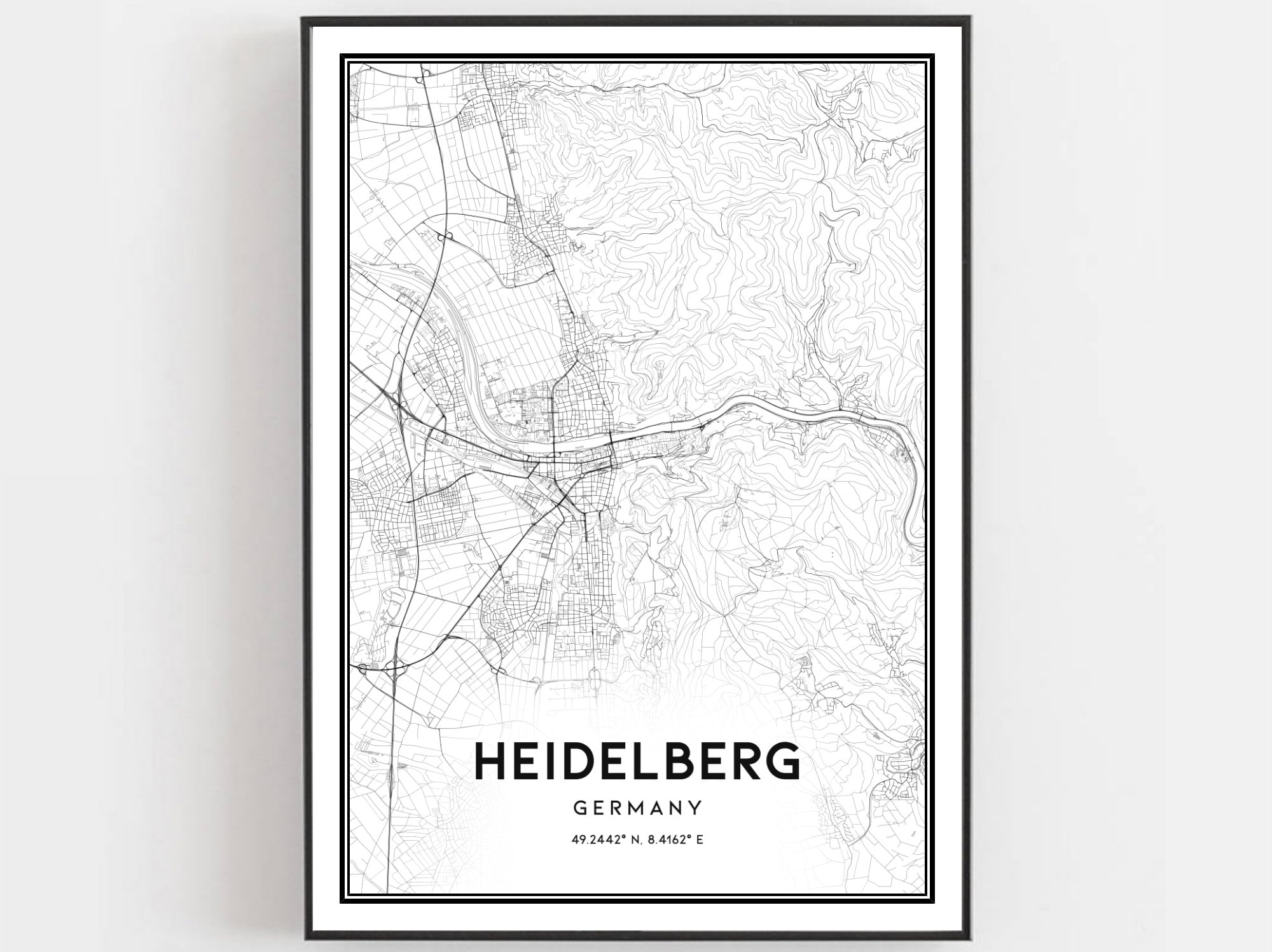 Heidelberg Map Print Heidelberg Map Poster Wall Art - Etsy