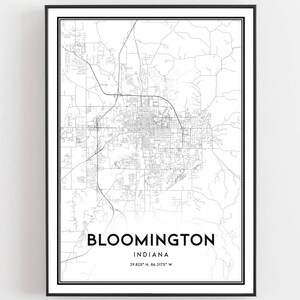 Bloomington Map Print, Bloomington Map Poster Wall Art, in City Map ...