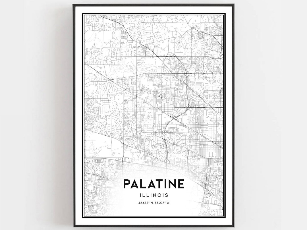 Palatine Map Print, Palatine Map Poster Wall Art, Il City Map, Illinois ...