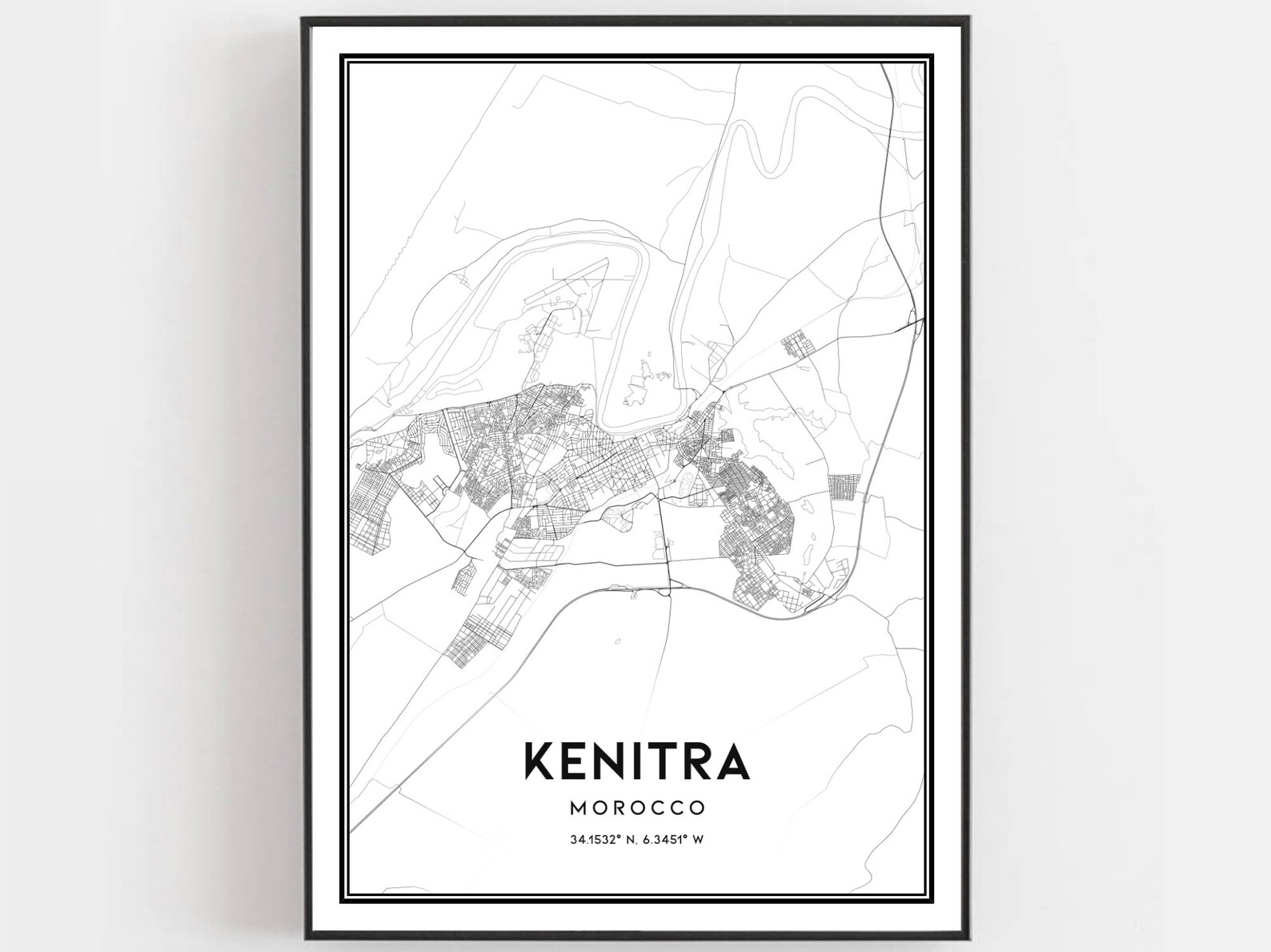 Kenitra Map Print Kenitra Map Poster Wall Art Kenitra City - Etsy Finland