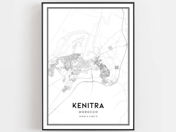 Kenitra Map Print Kenitra Map Poster Wall Art Kenitra City | Etsy