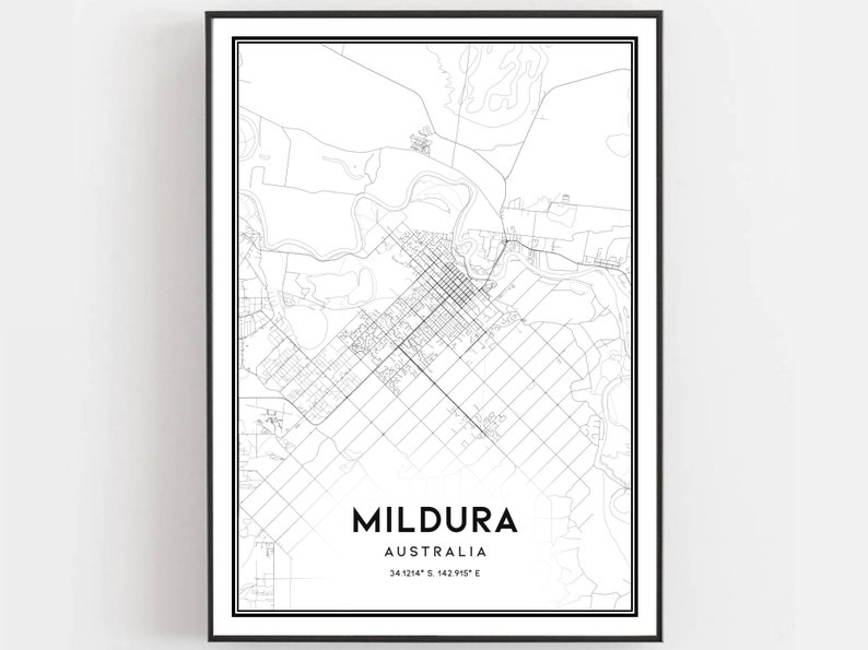 Mildura Map Print Mildura Map Poster Wall Art Mildura City - Etsy